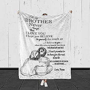 Launchigo Customized to My Brother Blanket Soft Sherpa Throw Blanket for Christmas, Birthday, Graduation, Thanksgiving & Christmas Gift. (to My Brother-from Brother 04, 30"X40") Baby Blanket.