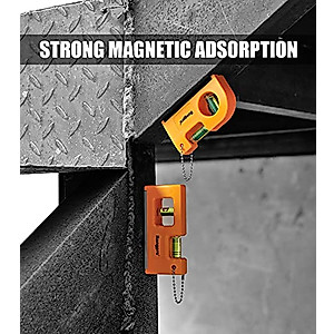 RONGPRO Magnetic Small Pocket Level Tool, Spirit Level Metal Keychain Hook Easy Carry and Storage, Premium Picture Hanging Tool with two Bubble - 2 pack