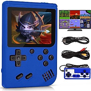 Avainaly Handheld Game Consoles, Retro Mini Game Player with 500 Classic FC Games, 2.8-Inch Color Screen Support for Connecting TV & Two Players, 1020 mAh Rechargeable Battery (Blue）