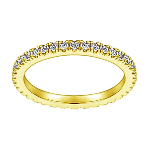 Dsnyu S925 Sterling Silver Rings, White Cubic Zirconia Eternitny All-Around Band Women'S Wedding Band, Size 4