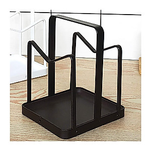 Pot Lid Holder Cutting Board Drain Rack Countertop Storage Shelf(Black)