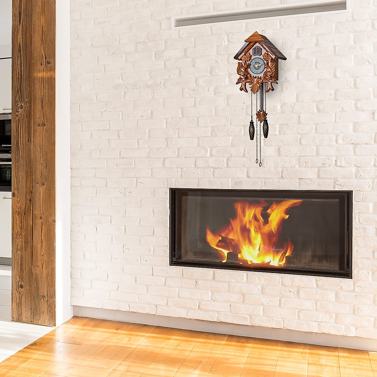 TIMEGEAR Cuckoo Wall Clock with Night Mode in Traditional German Style with Carved Squirrels (Cherry)