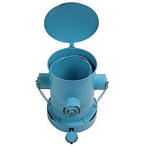 Fire Hydrant Trash Can with Inner Bucket, Industrial Retro Iron Large Capacity Pedal Garbage Can, Craft Ornament Waste Bins for Indoor Outdoor Park Garden (Light Blue)