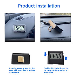 Sodcay 1 PC Mini Car Clock, Car Dashboard Digital Clock, with Clear LCD Screen Stand Case Function, Self-Adhesive Digital Clock, for Car Truck Dashboard (Black)