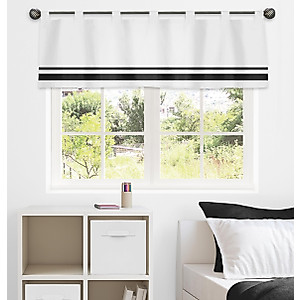 Sweet Jojo Designs White and Black Hotel Modern Window Valance