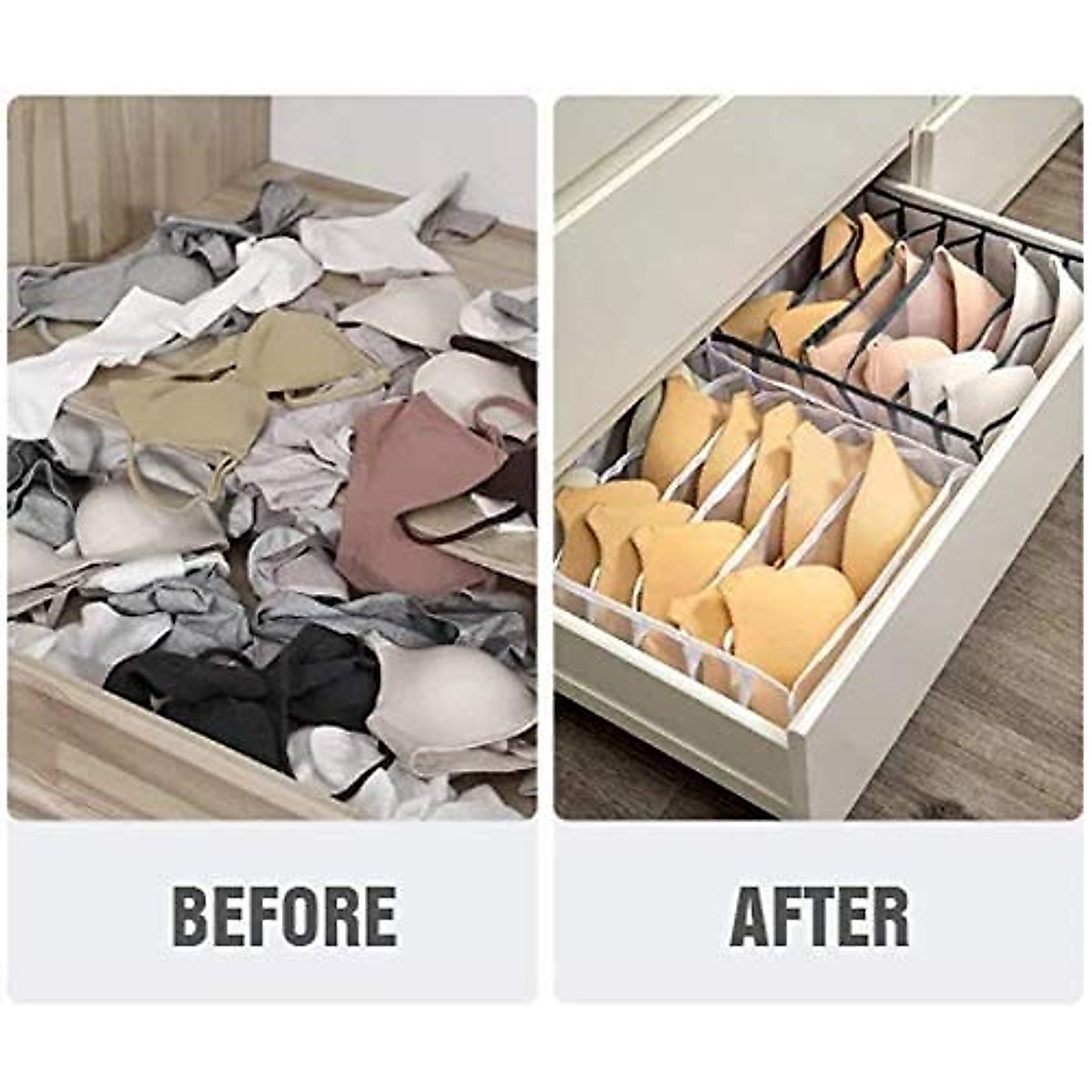 3 Pack Underwear Organizer Drawer Divider , Home Foldable Underwear Socks Closet Storage Box (White)