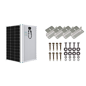 Renogy 100 Watt 12 Volt Monocrystalline Solar Panel, 42.2X19.6X1.38 in, High Efficiency Module PV Power & Solar Panel Mounting Z Bracket Mount Supporting for RV, Roof, Boat, Set of 4 Units