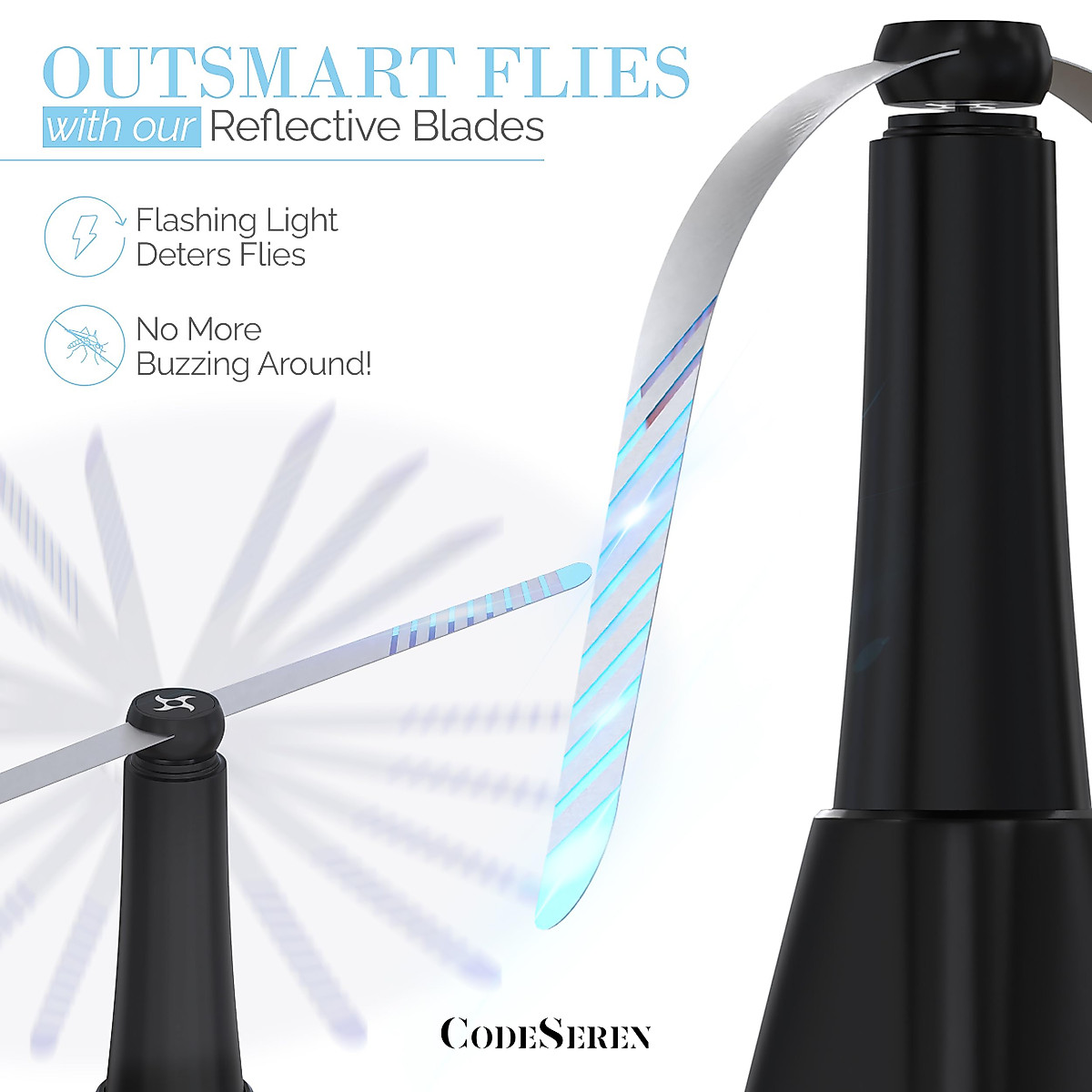 Fly Fans for Tables (4 PCS) - Soundless Fly Swatter Fan for Outdoor Restaurant, Marina, BBQ and Picnic