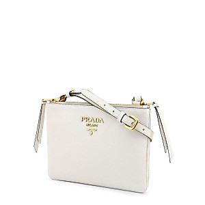 Prada White Leather Vitello Phenix Crossbody Bag 1BH046
