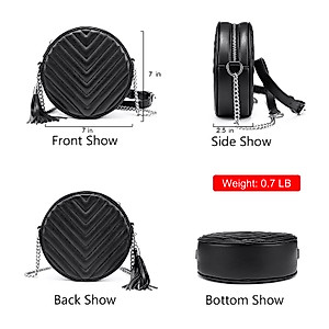 Crossbody Bags for Women Round Purse Quilted purse, Faux Leather, with Tassel