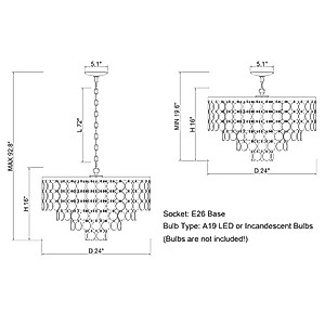 ALICE HOUSE 24" Dining Room Chandeliers, Brushed Brass Finish, 5 Light Coastal Ceiling Hanging Light for Kitchen, Living Room, Bathroom and Bedroom, ETL Listed, AL2608-P5