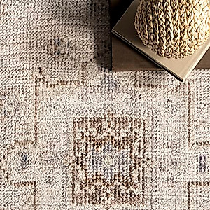 nuLOOM Krystin Medallion 2x3 Machine Washable Accent Rug for Living Room Bedroom Dining Room Entryway Kitchen, Beige/Ivory