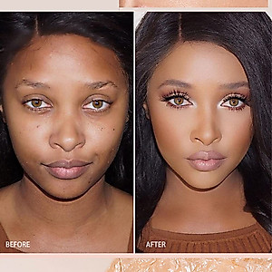 Pro Cream Highlight and Contour Palette Kit with Mirror & Brush for Women. White Silver Gold Highlight Brown Face Correcting Concealer Palette