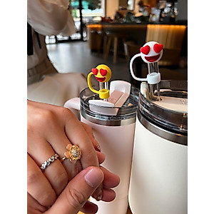 5-Pack Straw Covers Cap for Stanley Cup, Food-Grade Silicone Straw Toppers for 30&40 Oz Stanley Cups, Reusable Dust-Proof Straw Tips for 10mm (0.4in) Straws, Stanley Tumbler Accessories