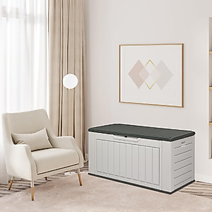 VINGLI Upgraded 158 Gallon Outdoor Storage Box, Lockable Resin Storage Containers with Lid, Wooden Grain Surface Deck Box Patio Furniture for Garden, Pool, Balcony, Yard