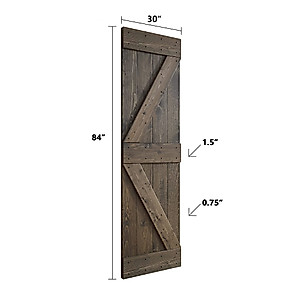 48 in/60in/72in/84in X 84 in K Series DIY Knotty Wood Double Sliding Barn Door with Hardware Kit (60 in x 84 in, Aged Barrel)