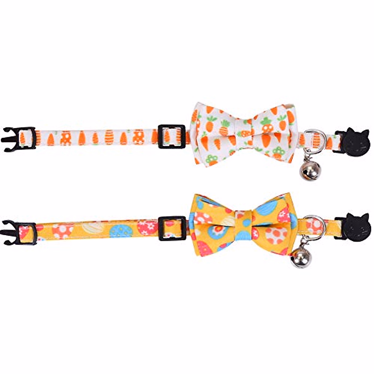 Lamphyface 2 Pack Easter Cat Collar with Cute Bow Tie and Bell Breakaway Adjustable Safety