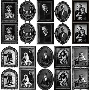 10 PCS Halloween 3D Changing Face Moving Picture Gothic Mansion Portrait Moving Horror Scary Pictures Halloween Portraits Posters for Halloween Party House Castle Wall Door Decor Supplies(UNFRAMED)