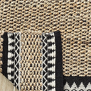 SAFAVIEH Natural Fiber Collection Accent Rug - 3' x 5', Natural & Black, Handmade Farmhouse Boho Coastal Rustic Jute, Ideal for High Traffic Areas in Entryway, Living Room, Bedroom (NF874B)