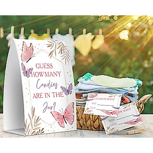 How Many Candies Are In The Jar, Baby Shower Games, Baby Shower Decorations - One Sign and 50 Cards(MANY011)