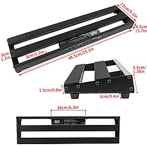AKLOT Guitar Pedal Board with Built-in Power Supply Guitars Effect Pedalboard Aluminium Alloy Power Supply 19" x 5" with Bag, Pedal Cable