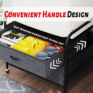 Alavoco Mini Fridge Stand, 120LBS Mini Fridge Table, 2 Drawer Fridge Cart, Mini Fridge Stand with Storage, Metal Frame Iron Top, 4 Swivel Wheels for Home Kitchen, Black