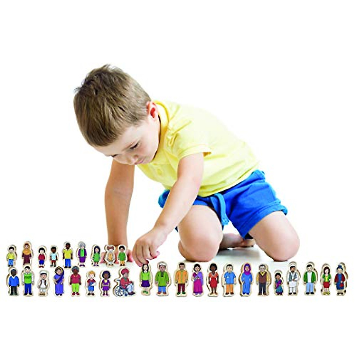 The Freckled Frog - FF420 My Family - Set of 30 - Ages 1+ - Inclusive Wooden Blocks for Toddlers – Includes Grandparents, Moms, Dads and Children Around the World - Double-Sided