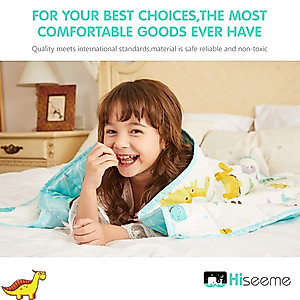 Hiseeme Weighted Blanket for (7lbs, 41''x60'', Single Size) Small Pockets - Breathable Cotton with Glass Beads (Dinosaur)