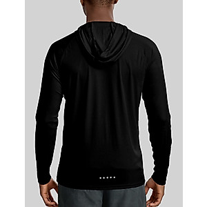 Zengjo Lightweight Hoodies for Men Pullover Workout(Black,L)