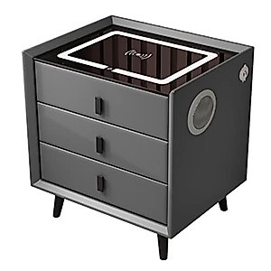 Modern Bedside Table Smart 2-Tier Night Stand with Sensor LED Lights and Fingerprint Lock Drawer for Living Room Bedroom Dorm (Color : C 3-Drawers, Size : B no Fingerprints)