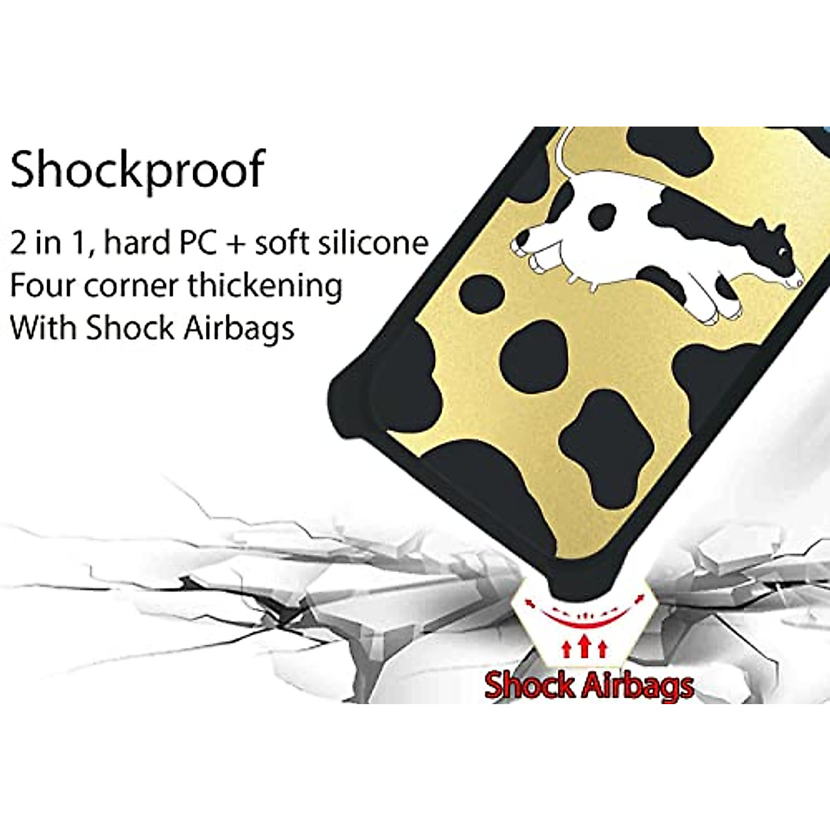 Aroepurt Case for Realme 7 PRO Case Compatible with Realme 7 PRO Phone Case Cover [with Tempered Glass Screen Protector][PC + TPU 2 in 1][Ring Support] [Golden Reflect Light] DJH-NN