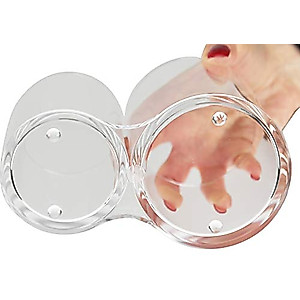 Home-X Clear Acrylic Cotton Ball and Swab Holder Set, 2 Attached Jars with Seashell Lids for Bathroom Storage, 6" L x 3 ¼ " W x 4 ¾ " H, Clear