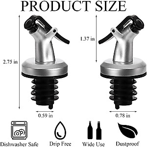 Tebery 12 Pack Olive Oil Pour Spouts Wine Bottle Pourer with 4 Cleaning Brush, Oil Bottle Dispenser Stopper Tapered Liquor Pourers for Olive Oil, Wine, Vinegar, Soy Sauce