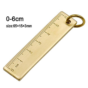 HELYZQ Portable 6cm Small Copper Ruler 3mm Thickened Brass Metal Ruler Keychain Rule
