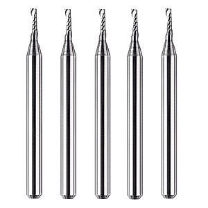 SpeTool 5PCS Carbide Spiral O Flute End Mill with 1/16 Inch Cutting Diameter 1/8 Inch Shank 3/16" Cutting Length,Single Flute CNC Router Bit for Acrylic PVC Wood Cutter