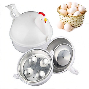 UUME Electric Rapid Egg Cooker Poacher Stainless Steel Chicken Shaped Egg Cooker Novelty Steamer Microwave Egg Poachers Eggs Boiler 1Pcs