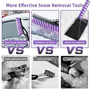 DDSNTY Purple 27”Snow Brush and Detachable Ice Scraper, 1 PC Snow Brush and Ice Scraper Set,Comfortable Foam Grip,Detachable Scraper,Suitable for car SUV and Truck Purple