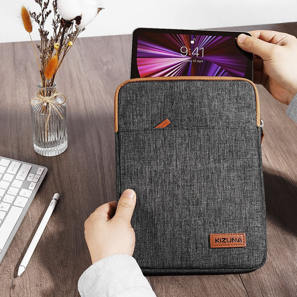 KIZUNA 8 Inch Tablet Sleeve Case Shockproof Water-Resistant Bag for 7.9" Tablet/iPad Mini 4 3 2/Samsung Galaxy Tab A/ 8" Pro/Tab 3 7.0 Lite/S2 8/E 8, LG Huawei M5/ASUS ZenPad Protective Bag - Brown