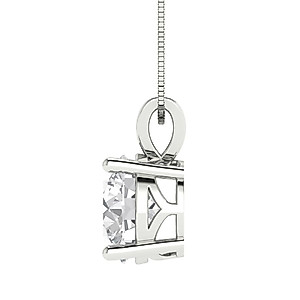 Clara Pucci 3.0 ct Round Cut Stunning Genuine Moissanite Solitaire Pendant Necklace With 18" Gold Chain box Solid 14k White Gold