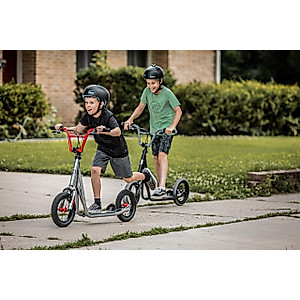 Mongoose Trace Youth Kick Scooter Folding and Non-Folding Design, Regular, Lighted, and Air Filled Wheels, Multiple Colors, Black (R6331AZA)