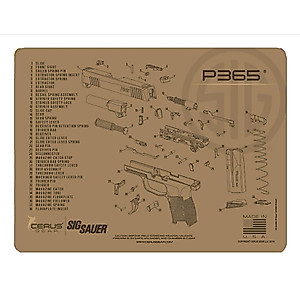EDOG Range Warrior 27 Pc Gun Cleaning Kit - Compatible with Sig Sauer P365 Tan - Schematic (Exploded View) Mat, Range Warrior Universal .22 9mm - .45 Kit & Tac Book Accessories Set