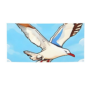 Flying Seagulls Printed Banners Personalized Party Banner Photo Text Background Banner Wall Banner for Halloween Party Home Decorations or Backdrops