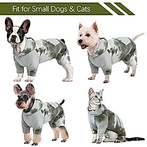 Kuoser Dog Pajamas, 4 Legs Tie-Dye Dog Clothes for Cold Weather, Lightweight Puppy Hoodie Pet Sweatshirt Doggie Hooded Outfits Warm Pet Apparel Holiday Costumes for Small & Medium Dogs Cats XXS-XL