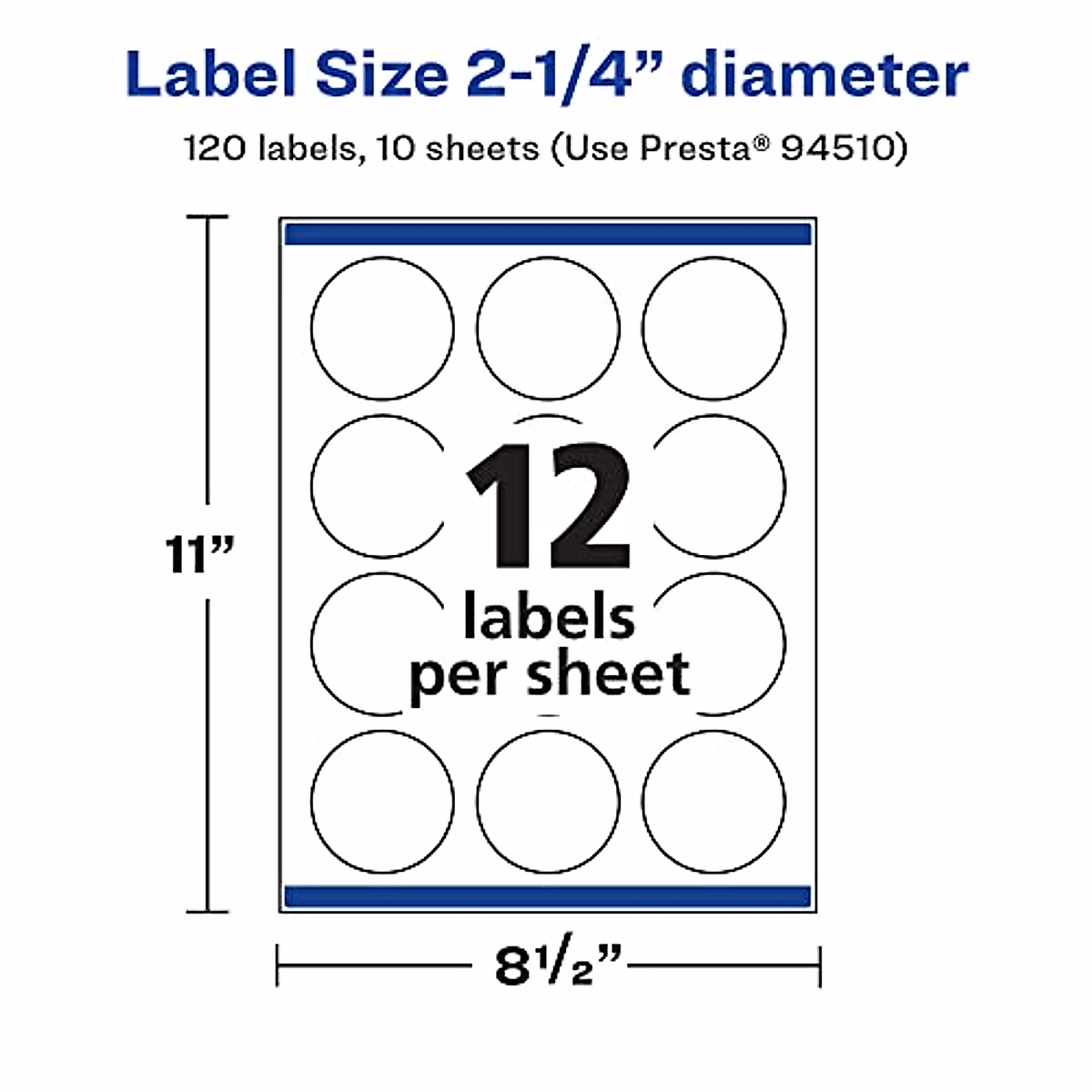 Avery Glossy White Round Labels with Sure Feed, 2.25" Diameter, 120 Glossy White Labels, Print-to-The-Edge, Permanent Label Adhesive, Laser/Inkjet Printable Labels