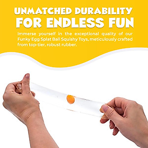 Funky Egg Splat Ball Squishy Toys | 4 Pack | Stress Relief Eggs Yolk Balls Squishies Fun Toy for Children | Anxiety Reducer Sensory Play | Tension Relief for Adults & Help for Autism & ADHD