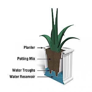 Mayne Cape Cod 14-Inch Square Planter – Self-Watering, Weather-Resistant Planter for Flowers – Durable Outdoor Design for Patio, Porch, or Entryway