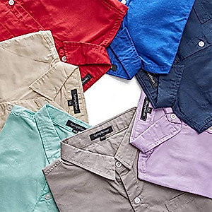 Spring&Gege Boys' Long Sleeve Dress Shirts Formal Uniform Woven Solid, White, 9-10 Years