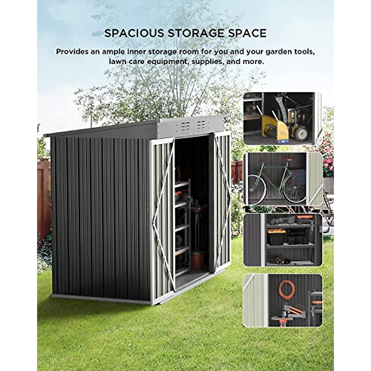 Bealife 6' x 4' Outdoor Storage Shed Clearance with Floor Base, Metal Outdoor Storage Cabinet with Double Lockable Doors, Waterproof Tool Shed, Backyard Shed for Garden, Patio, Lawn, in 2boxes(Grey)