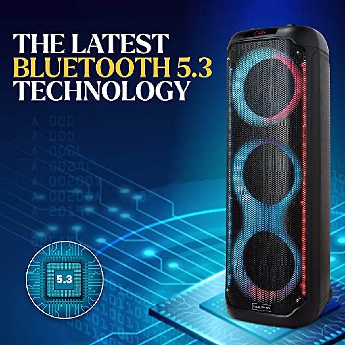 Dolphin KP-380: Elite Triple 8" Bluetooth Party Speaker | Unmatched Power & Sound | Long-Lasting Battery