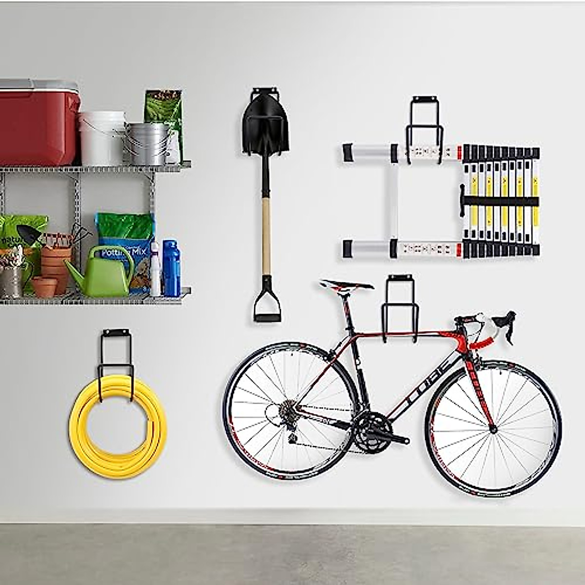 Buelkmag Garden Hose Reel Metal Hose Hanger Wall Mount Hooks for Garden Hose Water Hose Flexable Hose Magic Hose 304 Stainless Steel Hose Reel 2PCS Black…